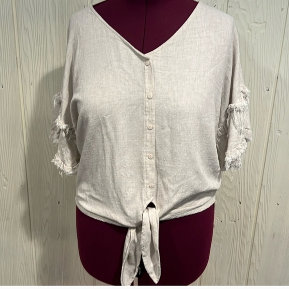 scrap work | Tops | Oatmeal Color Linen Blend Scrap Work Boutique Top ...